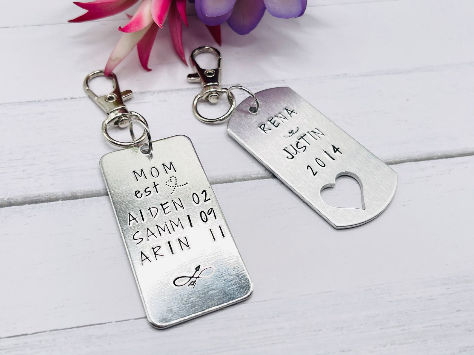 Personalized Hand Stamped Name Keychain Custom Quote Keyring | Etsy