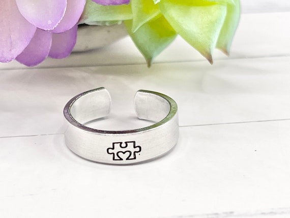 Autism Ring Hand Stamped. Custom Gifts for Him Her. Puzzle - Etsy UK