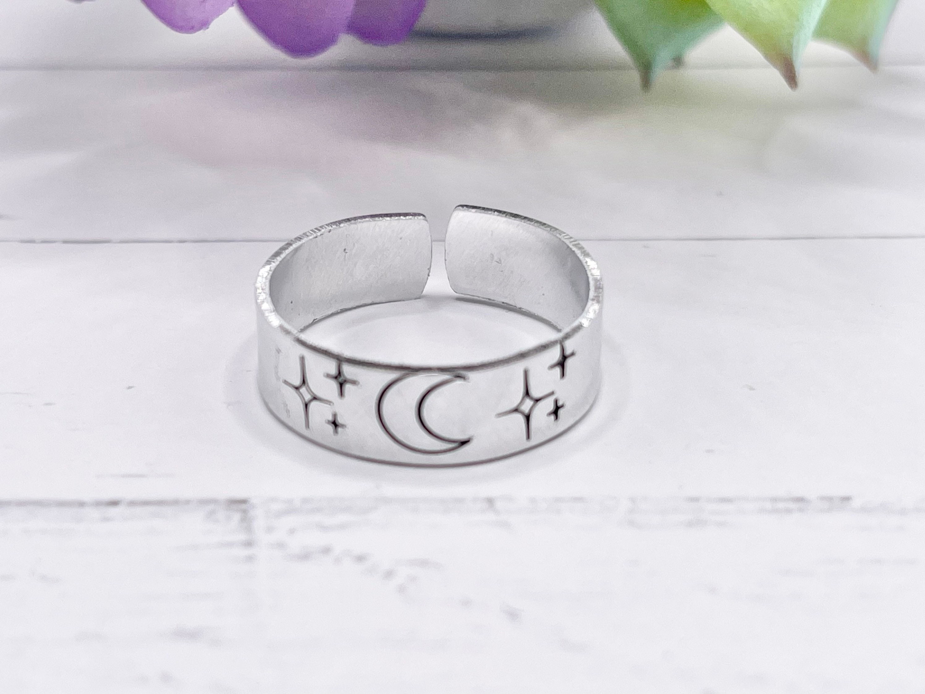 Sun Moon Stars Rings hand stamped Custom ring Gifts for Him | Etsy