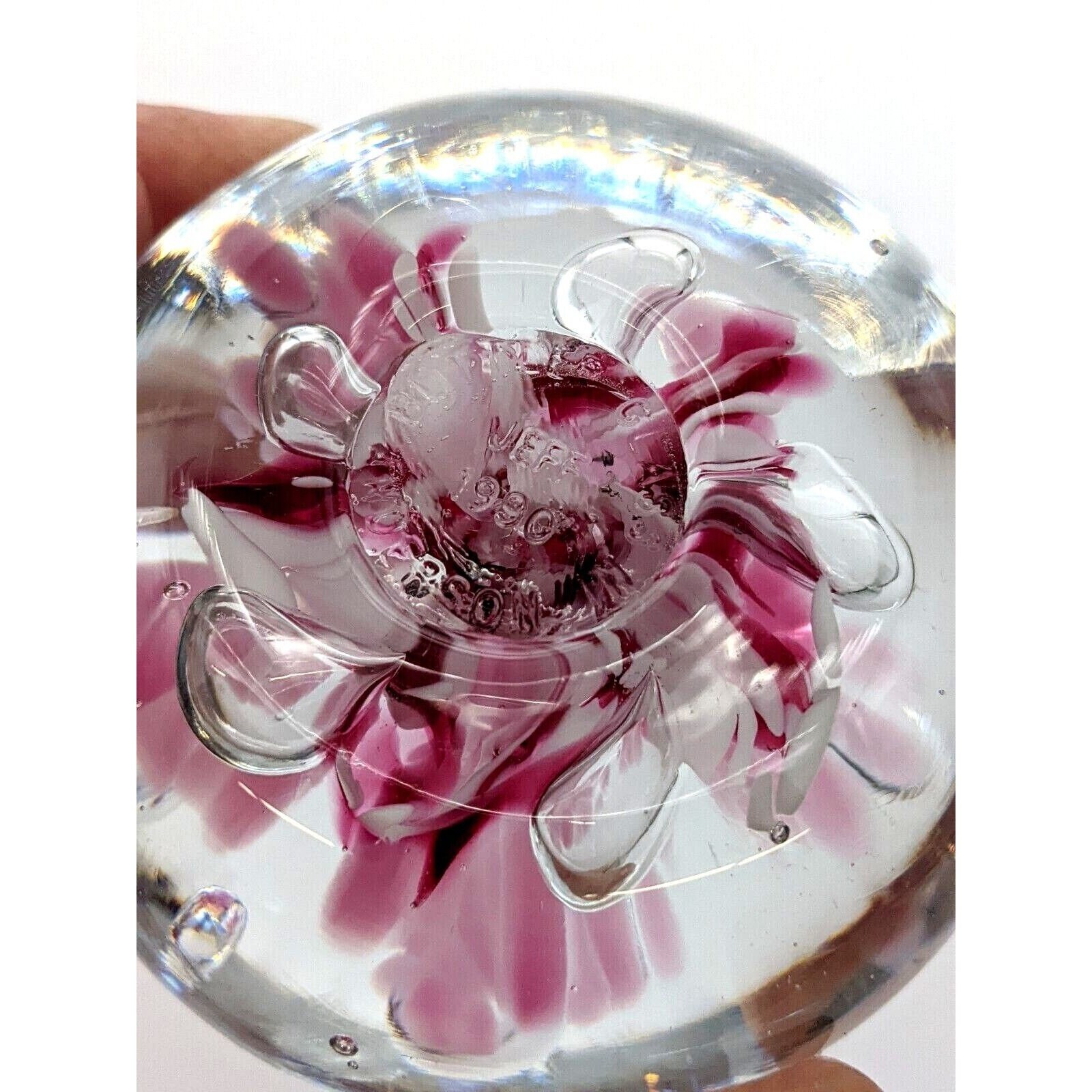 Vintage Studio Art Glass Paperweight Artist Jeff Buttler 1990 Flowers ...