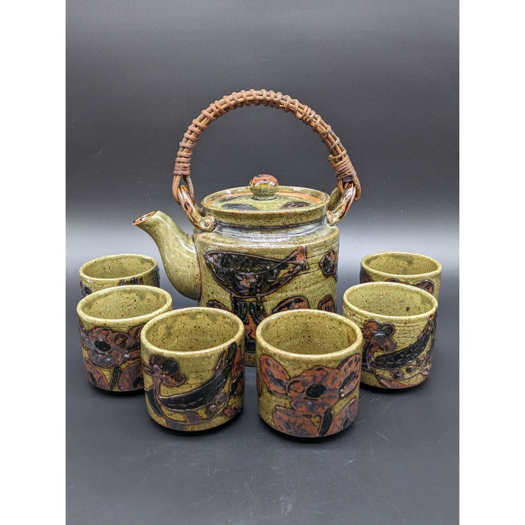 Otagiri Pottery Tea Set Teapot Cups Japanese Flowers - Etsy