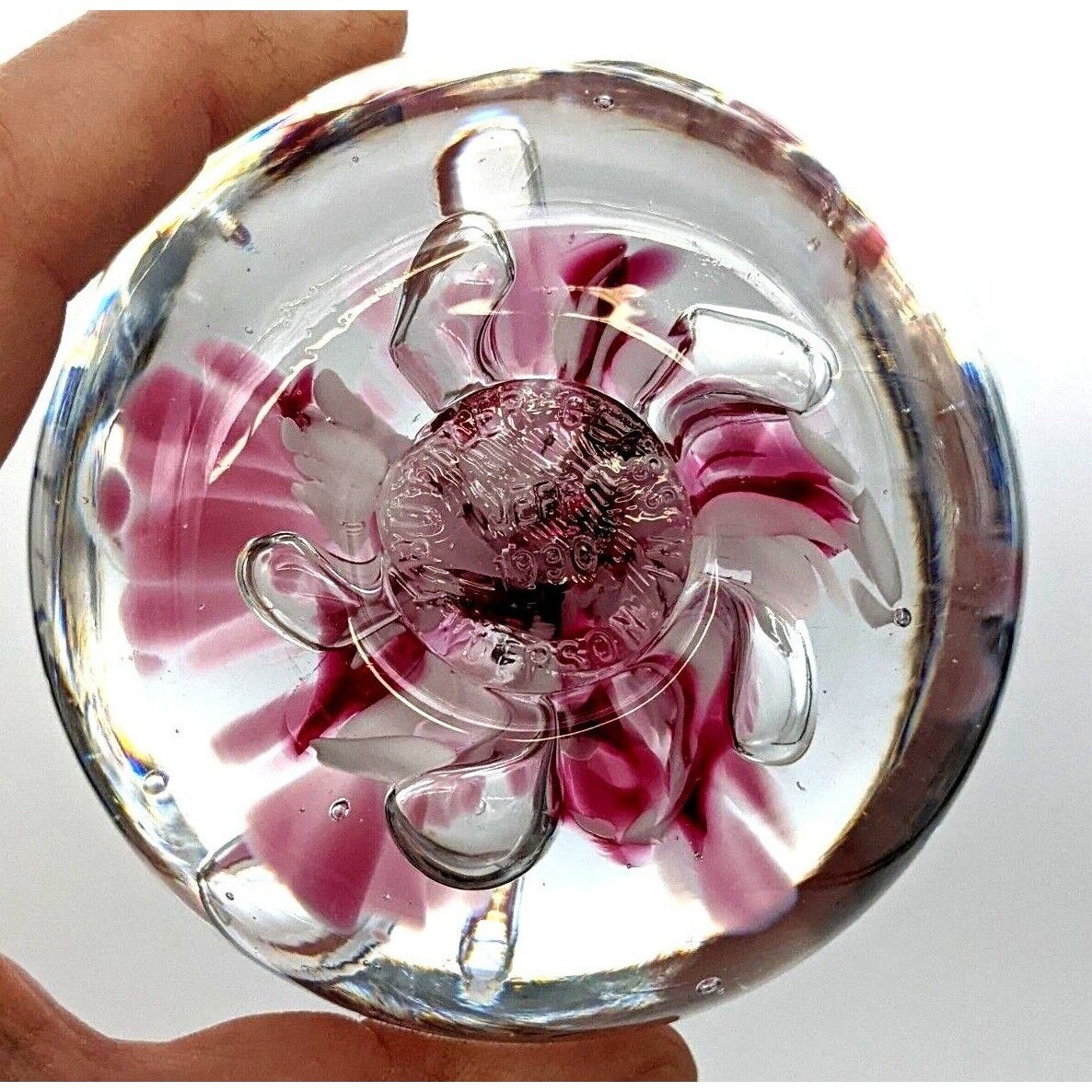 Vintage Studio Art Glass Paperweight Artist Jeff Buttler 1990 Flowers ...