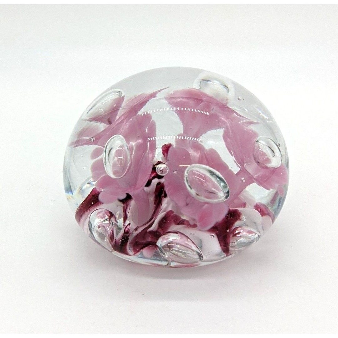Vintage Studio Art Glass Paperweight Artist Jeff Buttler 1990 Flowers ...