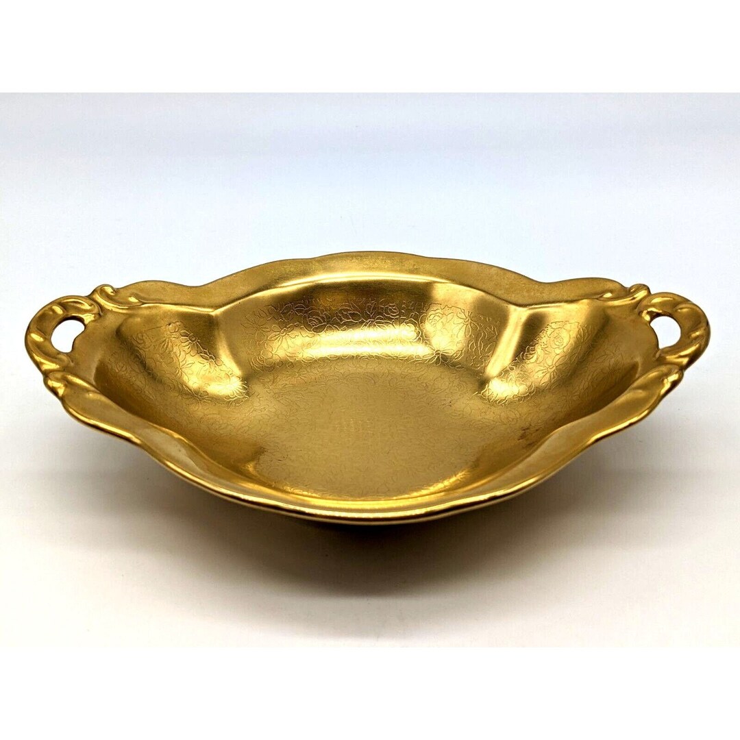 Pickard China Bon Bon Candy Dish 241 Rose and Daisy Gold Encrusted 1930 ...