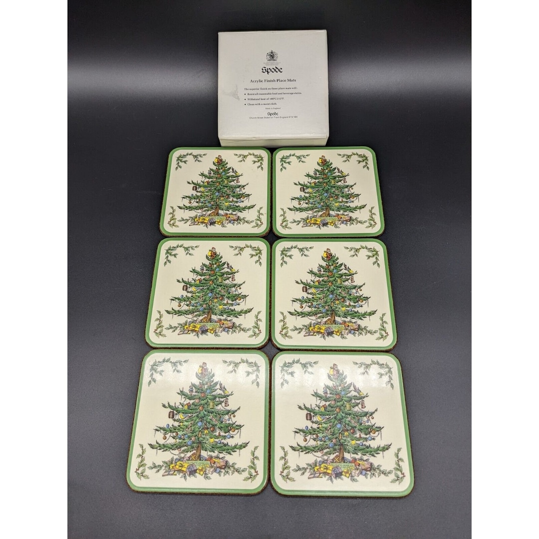Spode Acrylic Coasters Christmas Tree Cork Back Set of 6 England - Etsy