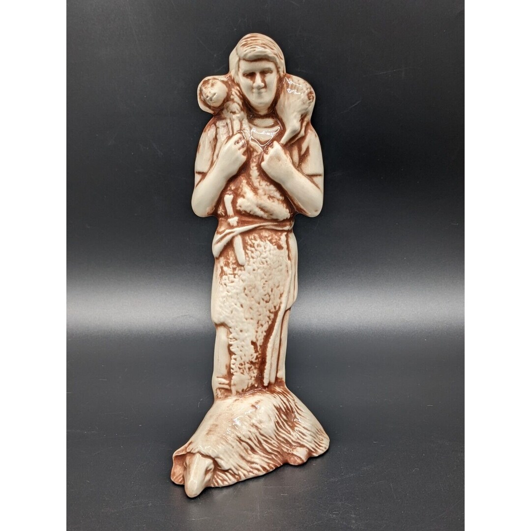 Vintage Ceramic Nativity Shepherd Brown and White 8.25" - Etsy