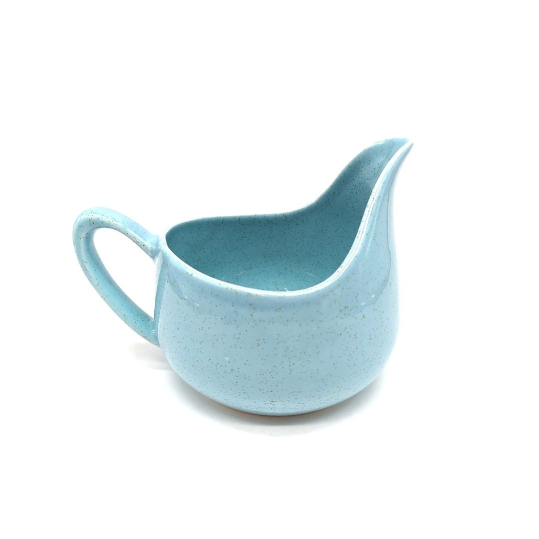 Mid Century California Pottery Creamer Turquoise Speckled - Etsy