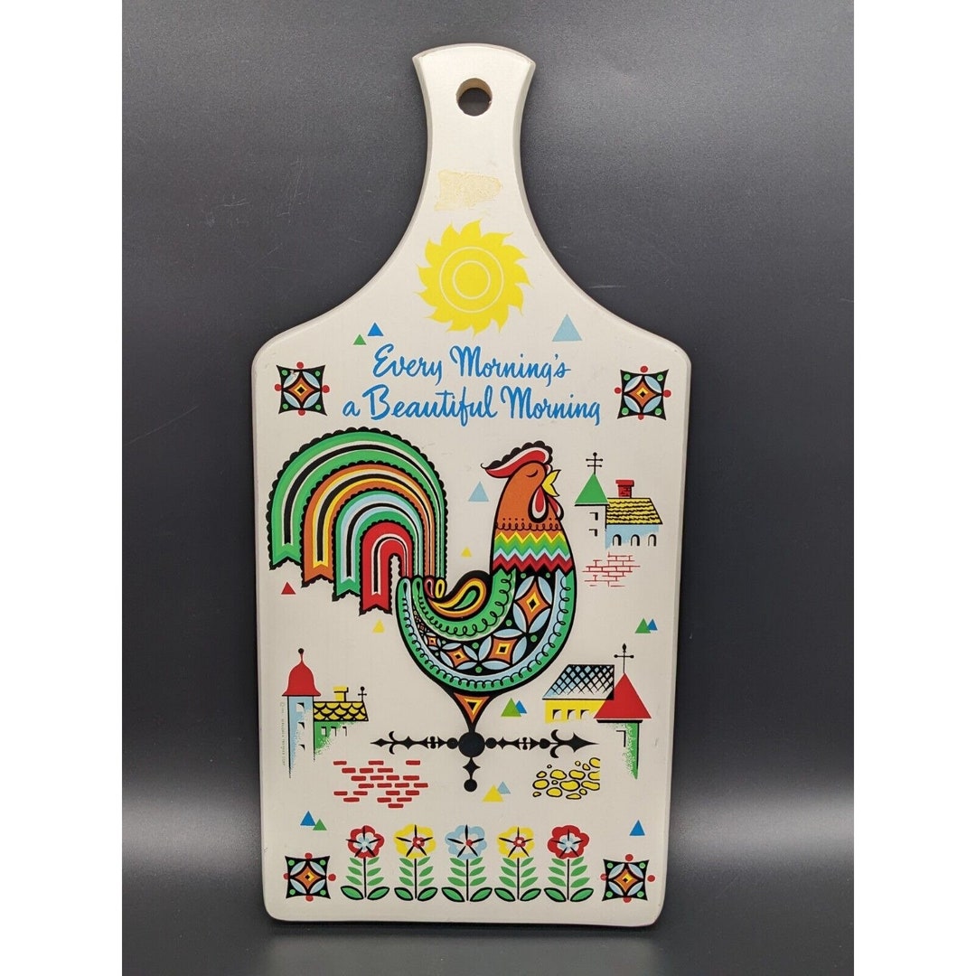 Scandinavian Folk Art Wood Wall Hanging Kitchen Rooster 1961 Berggen ...
