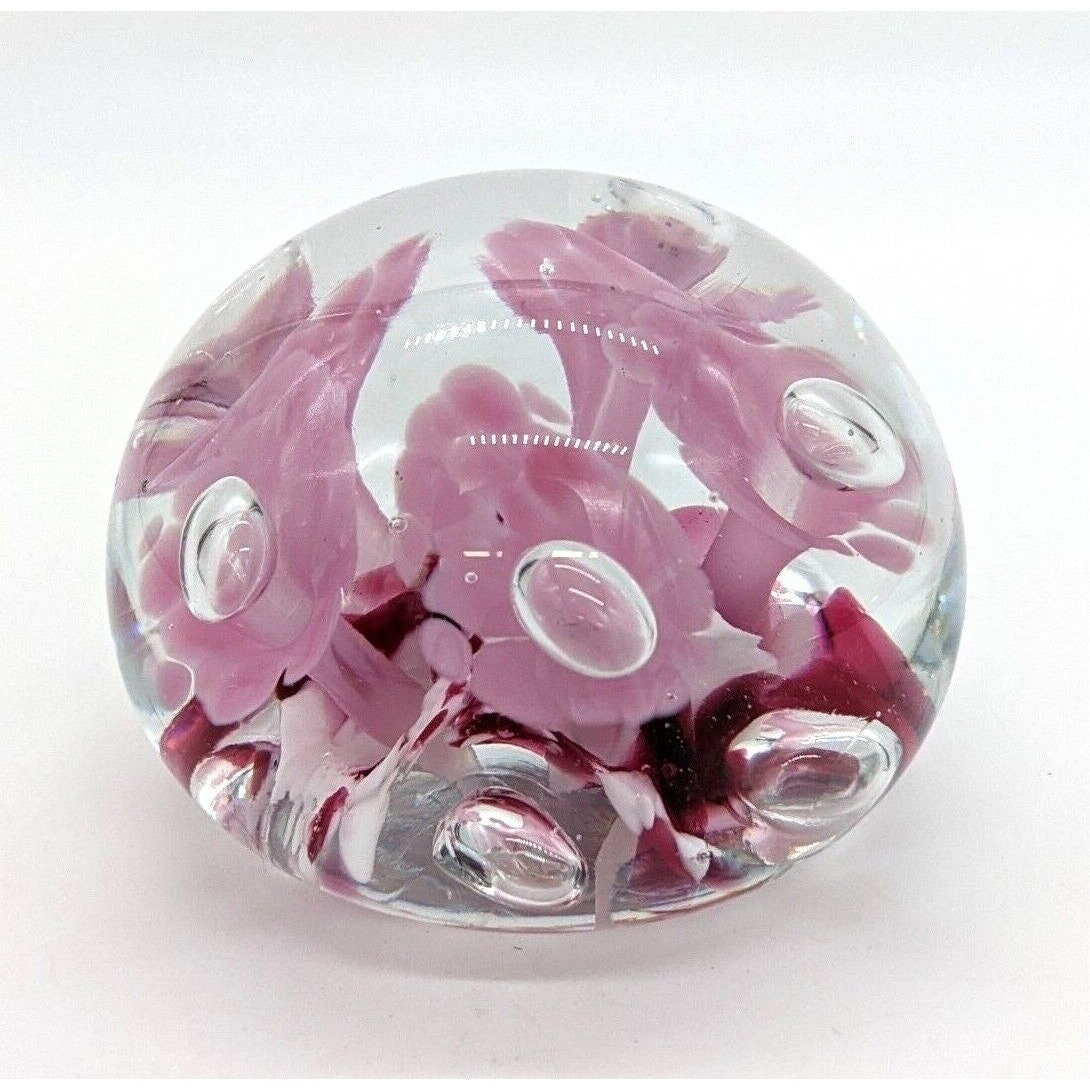 Vintage Studio Art Glass Paperweight Artist Jeff Buttler 1990 Flowers ...