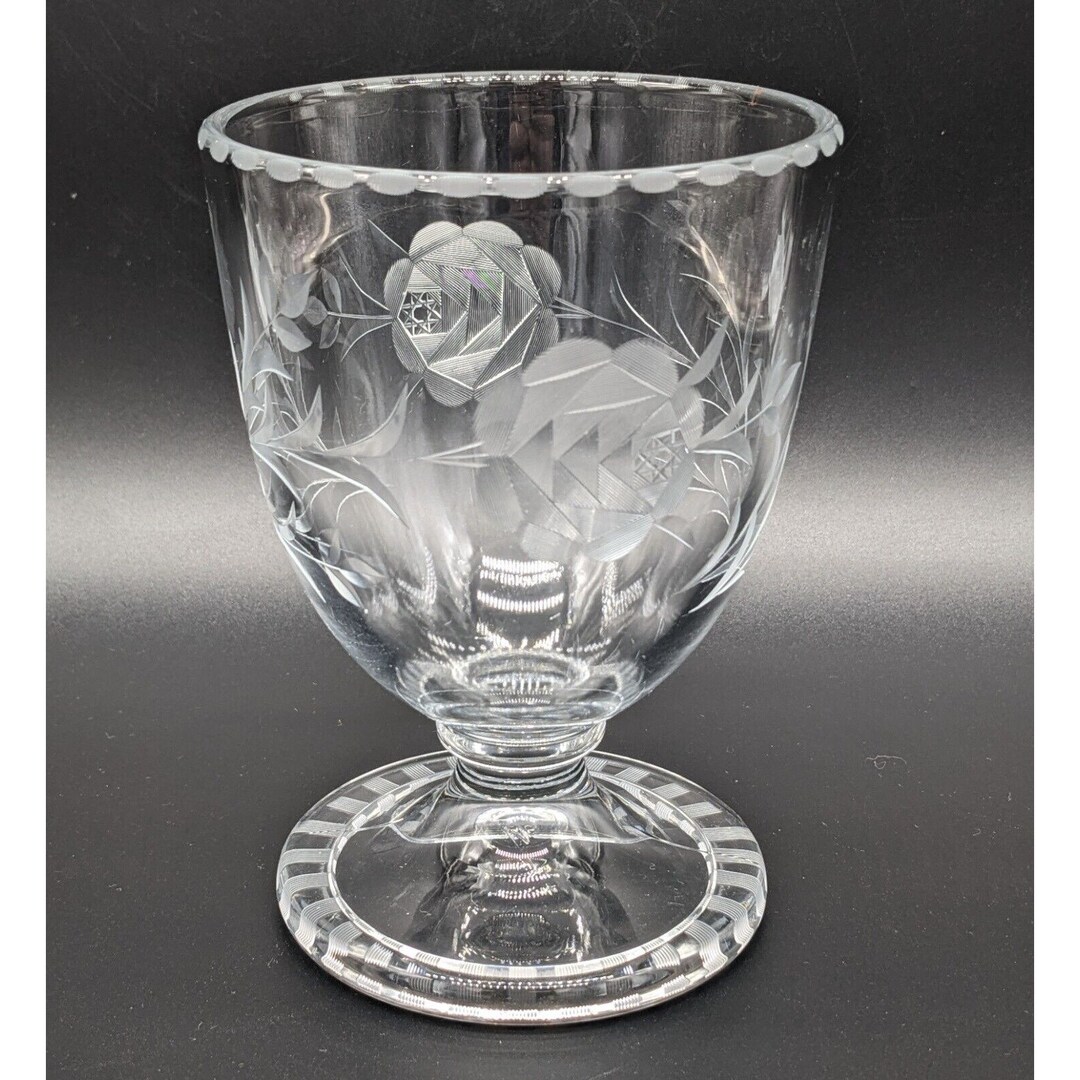 Crystal Cut Glass Goblet Roses Star Bars Pedestal - Etsy