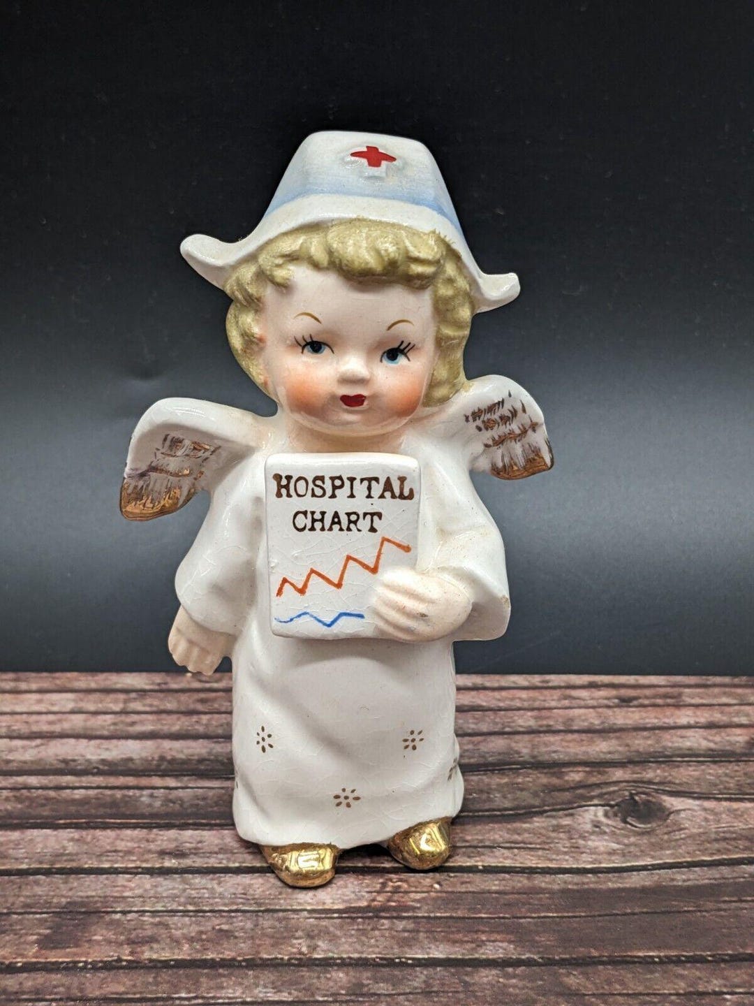 Ceramic Nurse Angel Figurine Hospital Chart 4" Vintage - Etsy