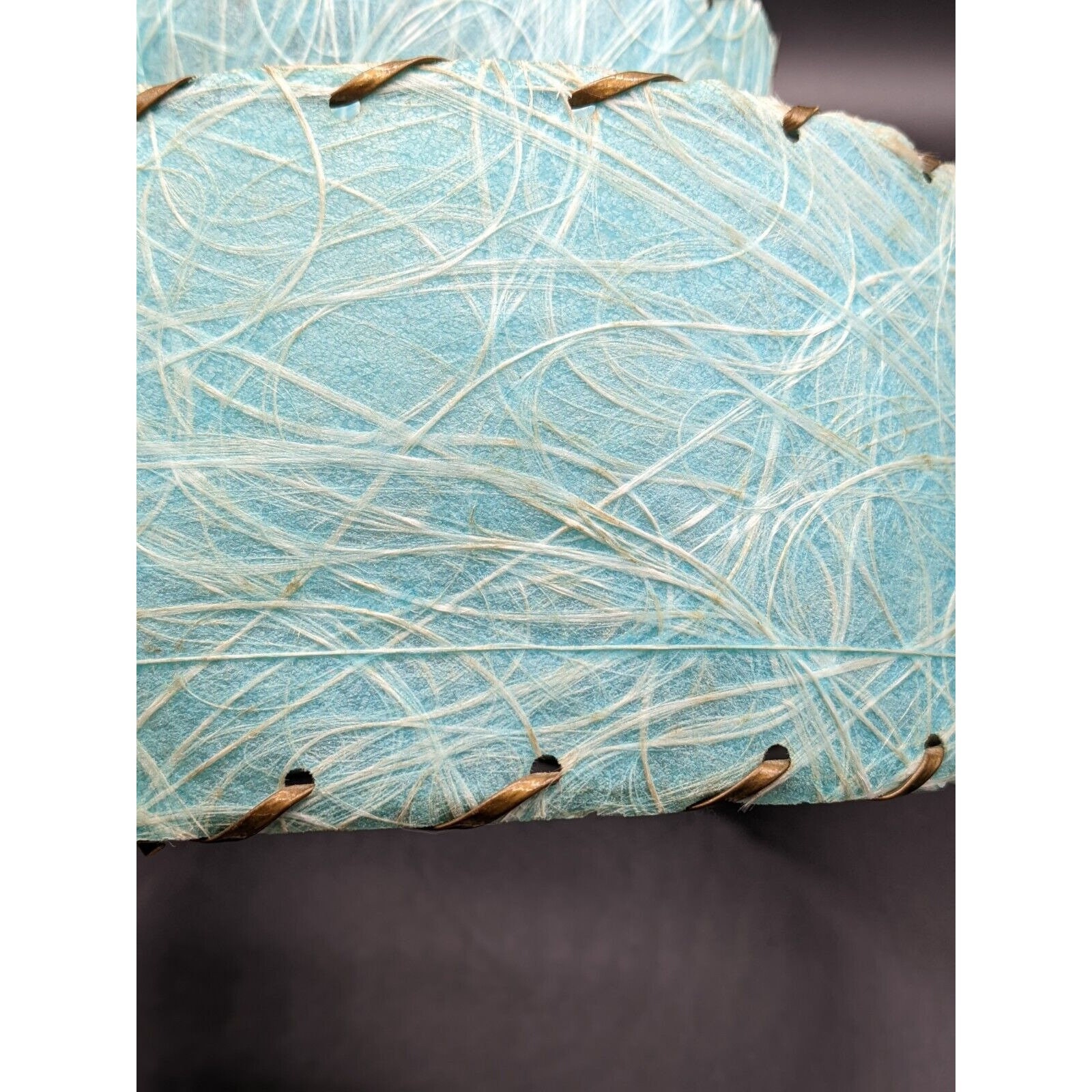 MCM Fiberglass 2 Tier Lamp Shades Atomic Turquoise Aqua Tiered Boudoir ...