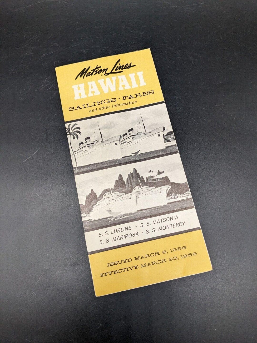 1959 Matson Lines Hawaii Lurline Matsonia Mariposa Monterey Sailing ...
