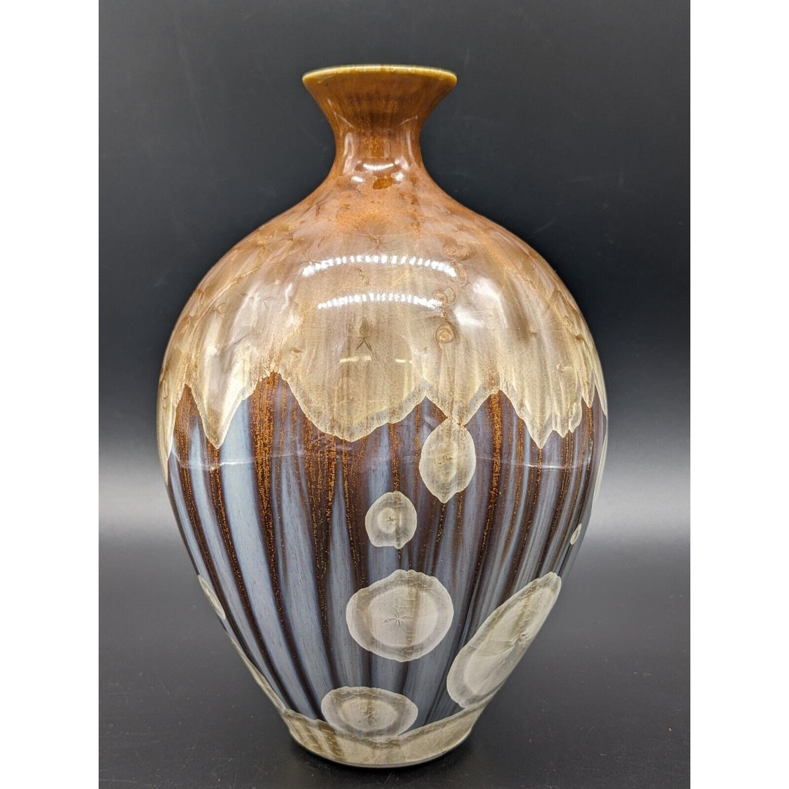 Bill Campbell Pottery Crystalline Vase Flambeaux Brown Ivory - Etsy