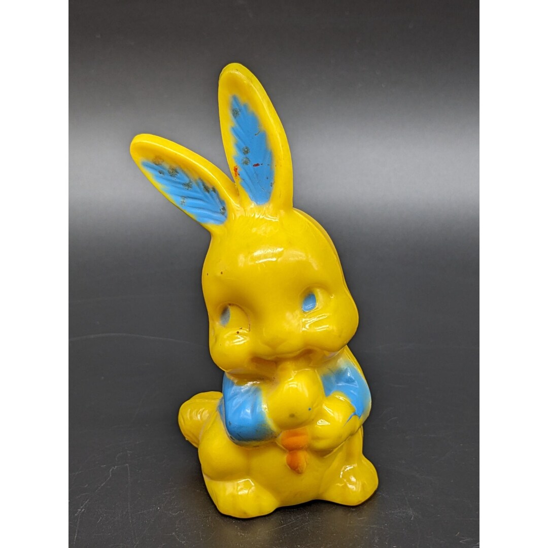 1950's Irwin Plastic Easter Bunny Rabbit Rattle Yellow Blue Celluloid ...