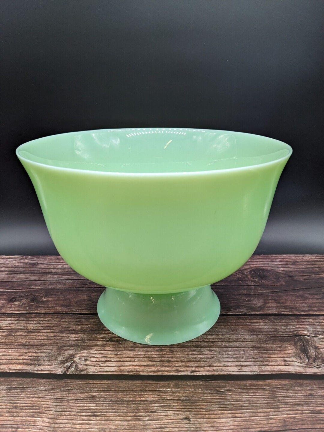 Fire King Jadeite Punch Bowl Compote Green Glass Farmhouse Vintage - Etsy