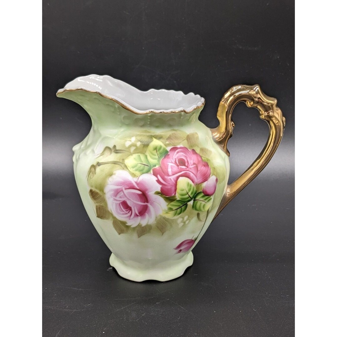 Vintage Lefton Hand Painted Creamer Pitcher Cabbage Rose - Etsy