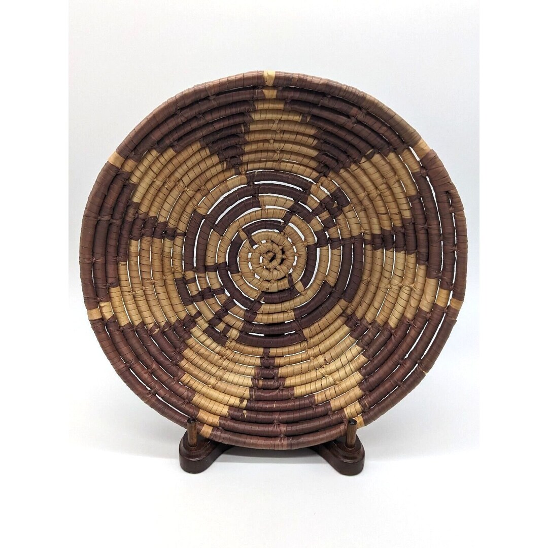 Handmade Coil Basket Eagle Sun Flower Pattern Brown 10" - Etsy