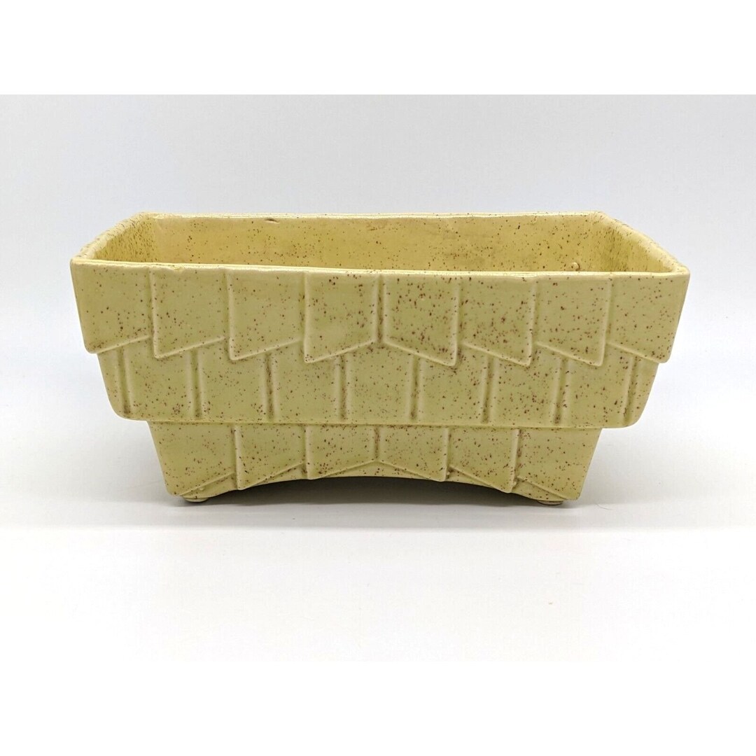 Vintage Cookson Pottery Planter 2808 Speckled Yellow Geometric USA - Etsy