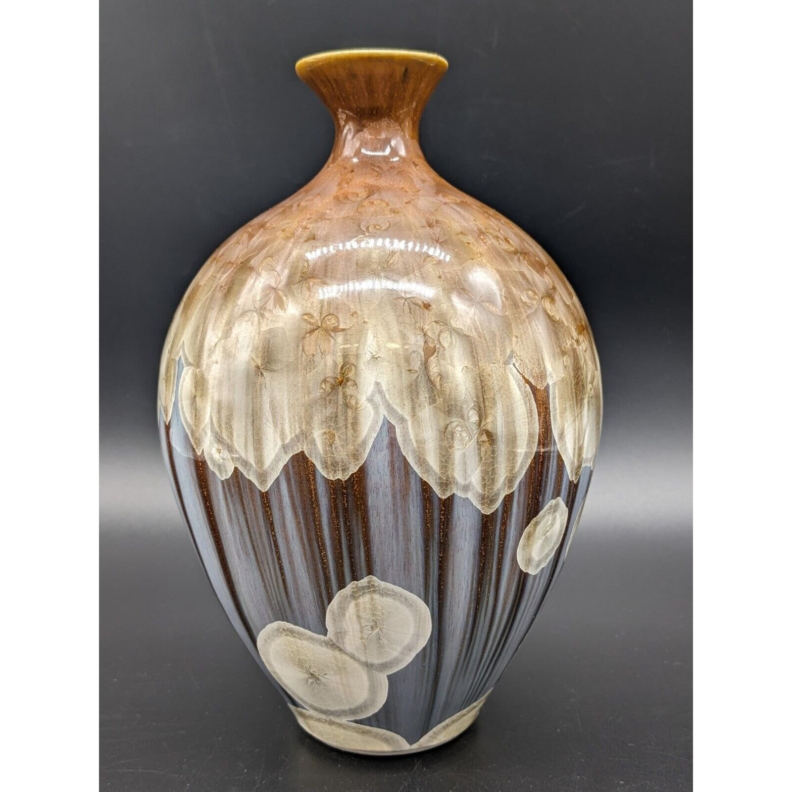 Bill Campbell Pottery Crystalline Vase Flambeaux Brown Ivory - Etsy