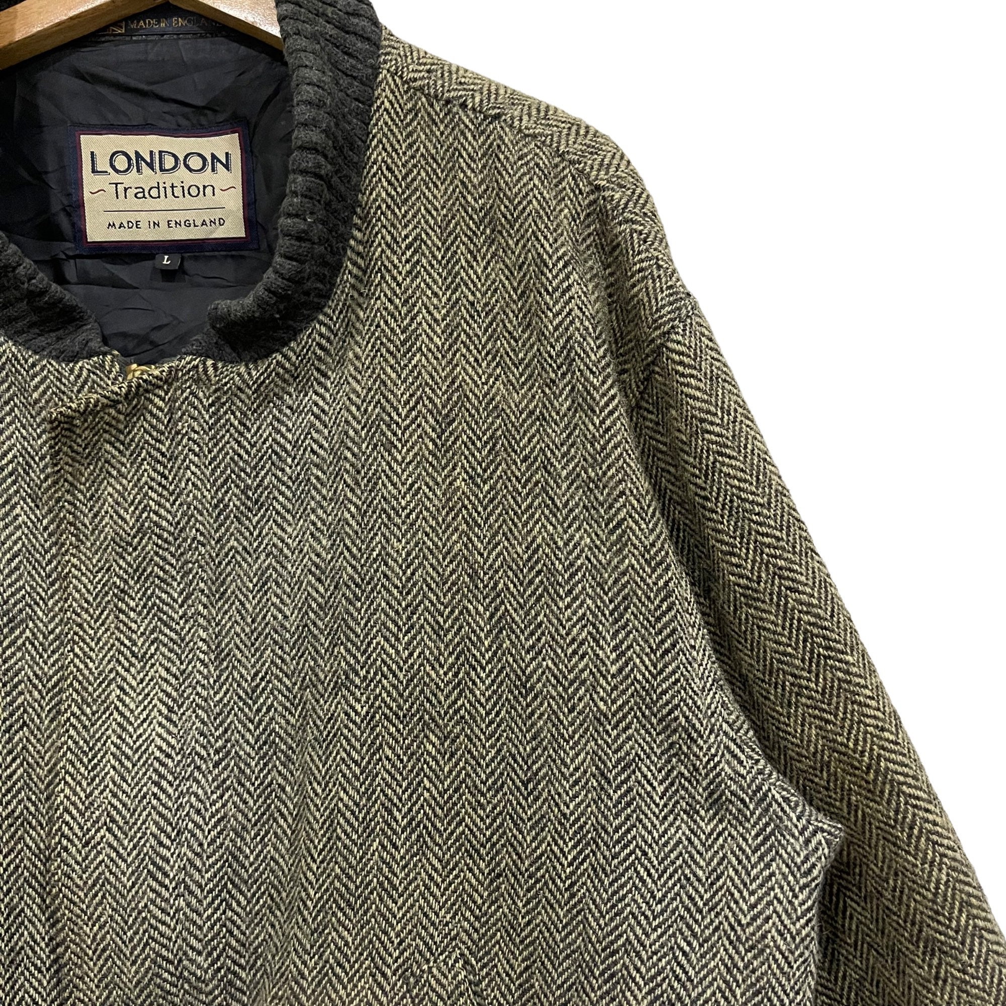 Vintage 90s Harris Tweed Wool Bomber Jacket - Etsy