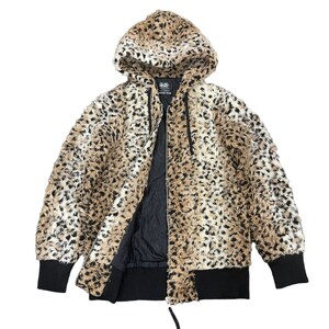 Vintage Designer Leopard Print Faux Fur Shearling Hoodie Zipper Jacket ...