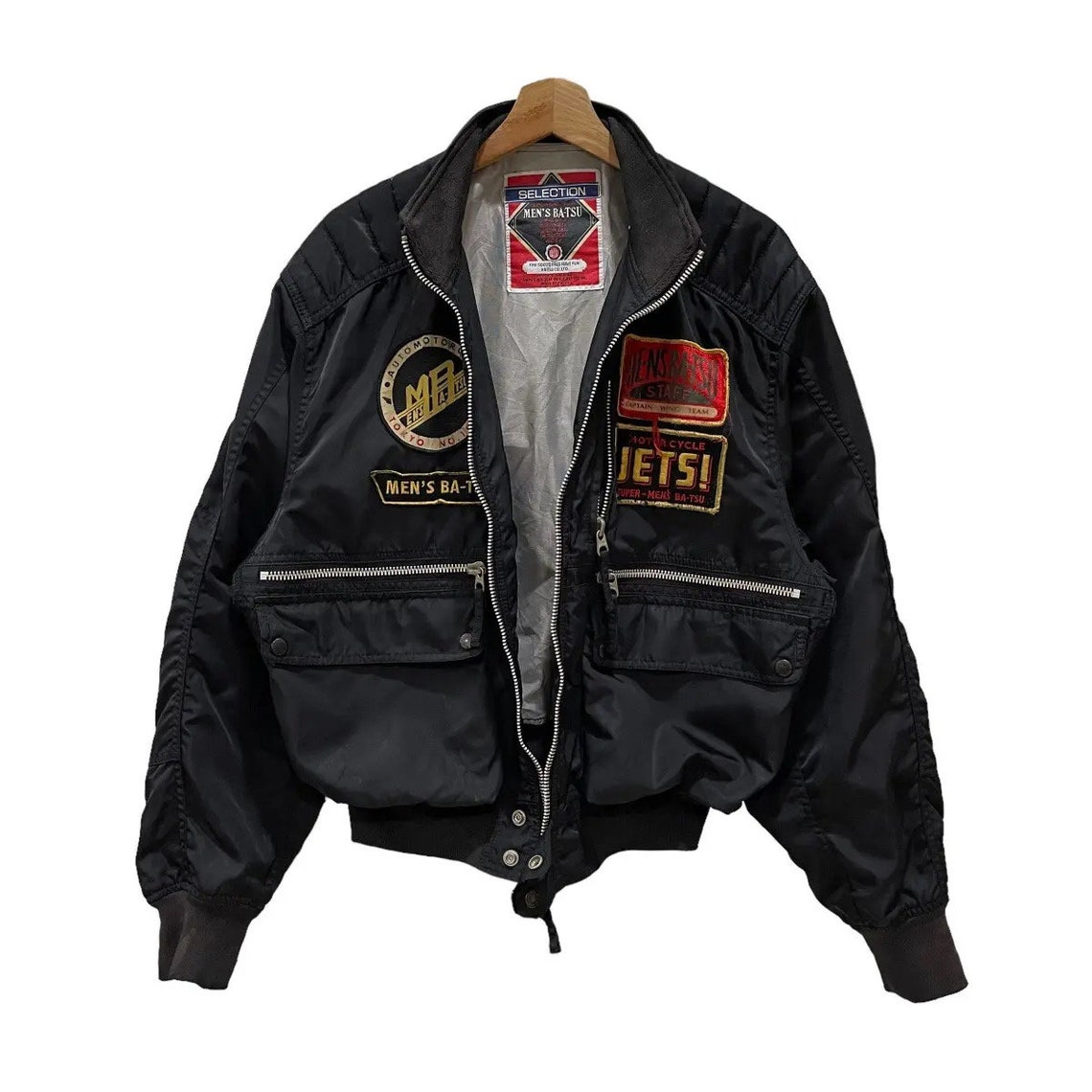 Vintage Mens BA-TSU Patches Motorcycle Riding Bomber Zipper ...