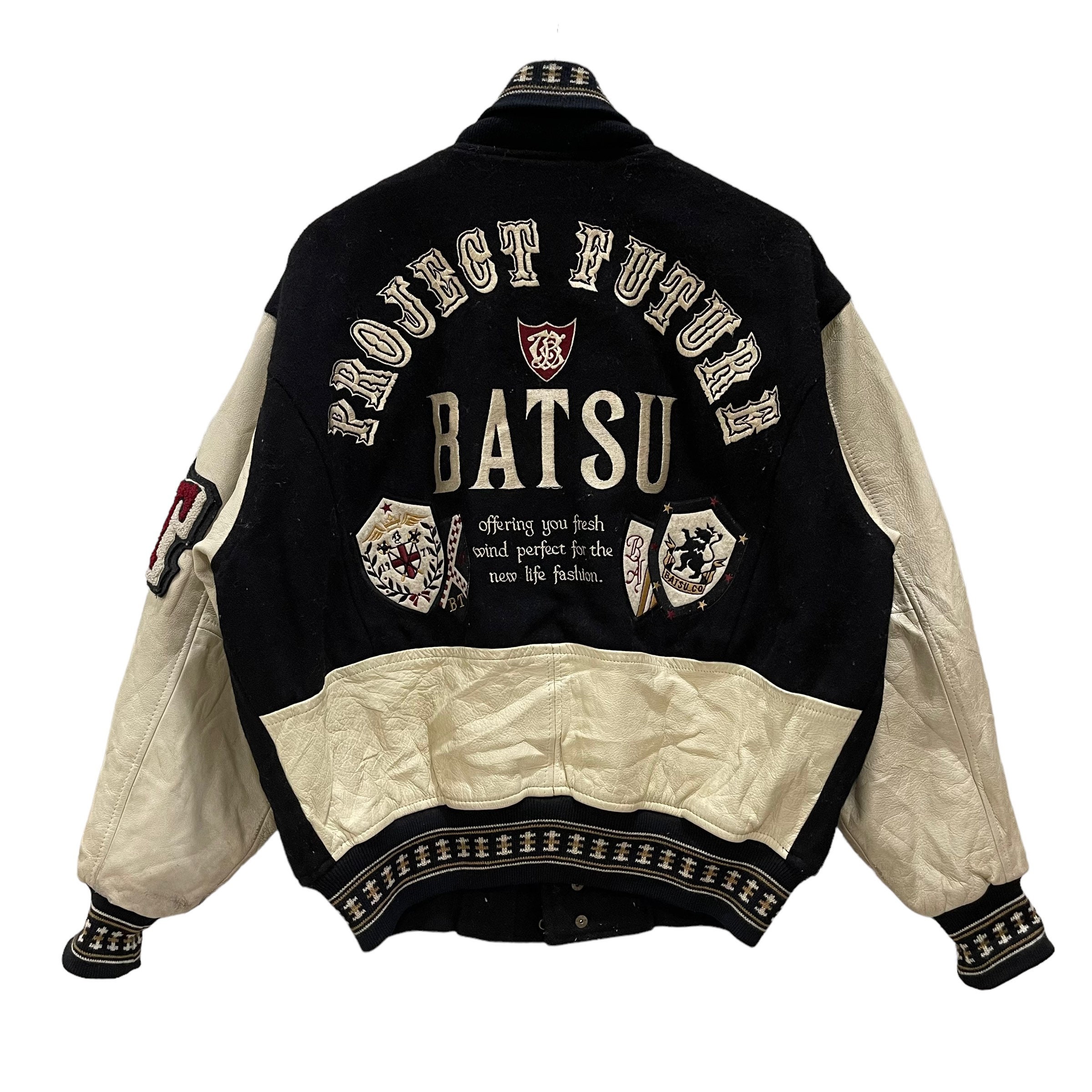 Vintage BATSU Champion Wool Leather Snap Button Varsity Jacket - Etsy