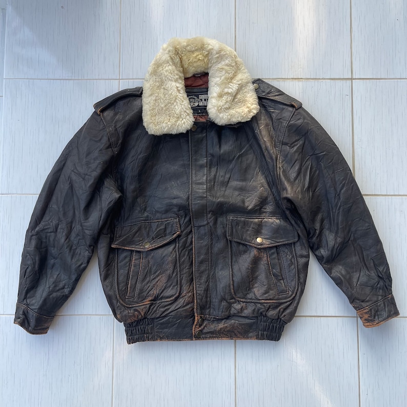Rare Vintage 80s Genuine Leather Zipper Bomber Jacket - Etsy