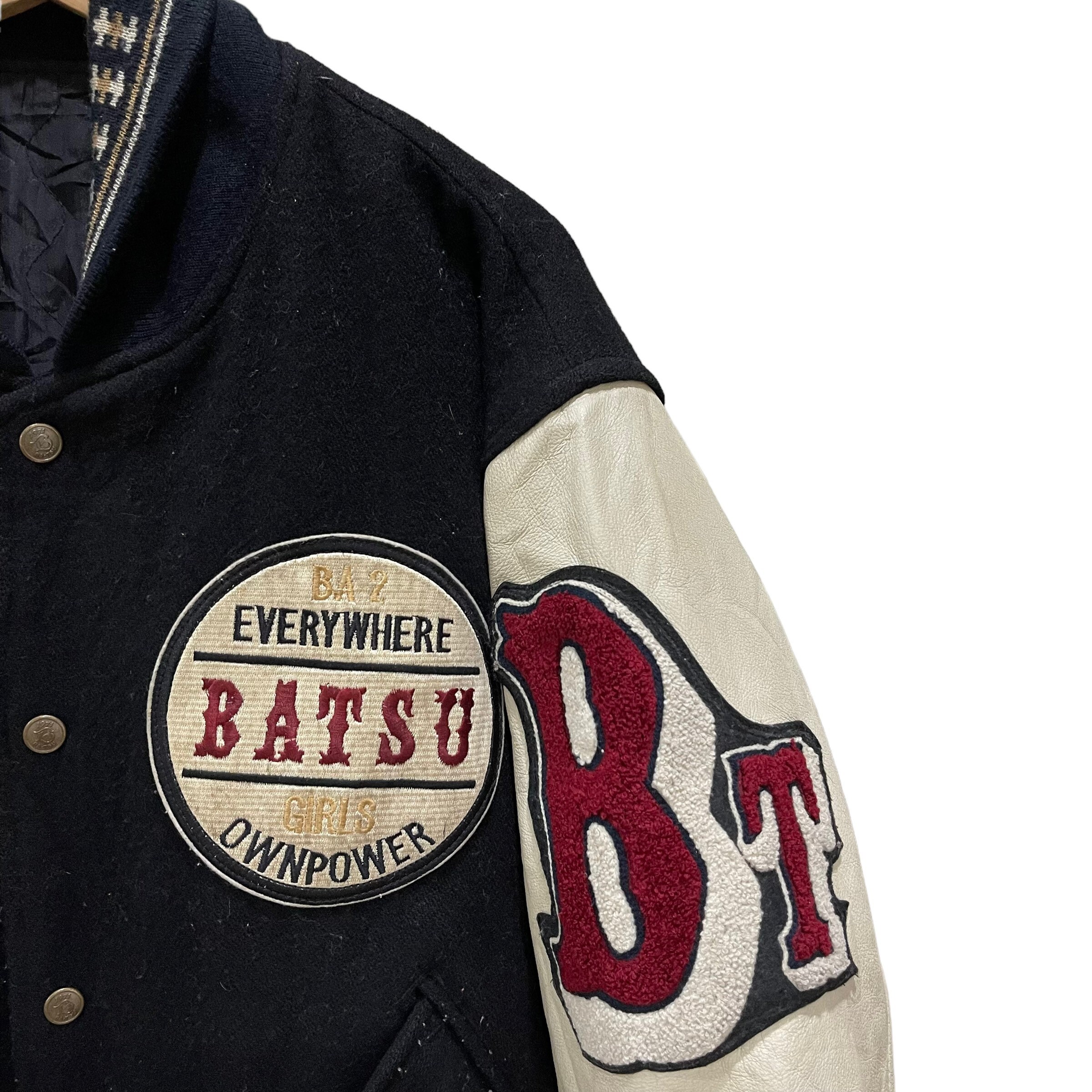 Vintage BATSU Champion Wool Leather Snap Button Varsity Jacket - Etsy