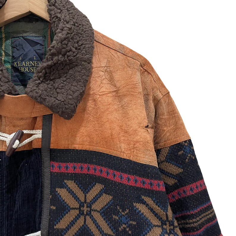 Vintage 90s Native Navajo Aztec Design Wool Leather Jacket - Etsy