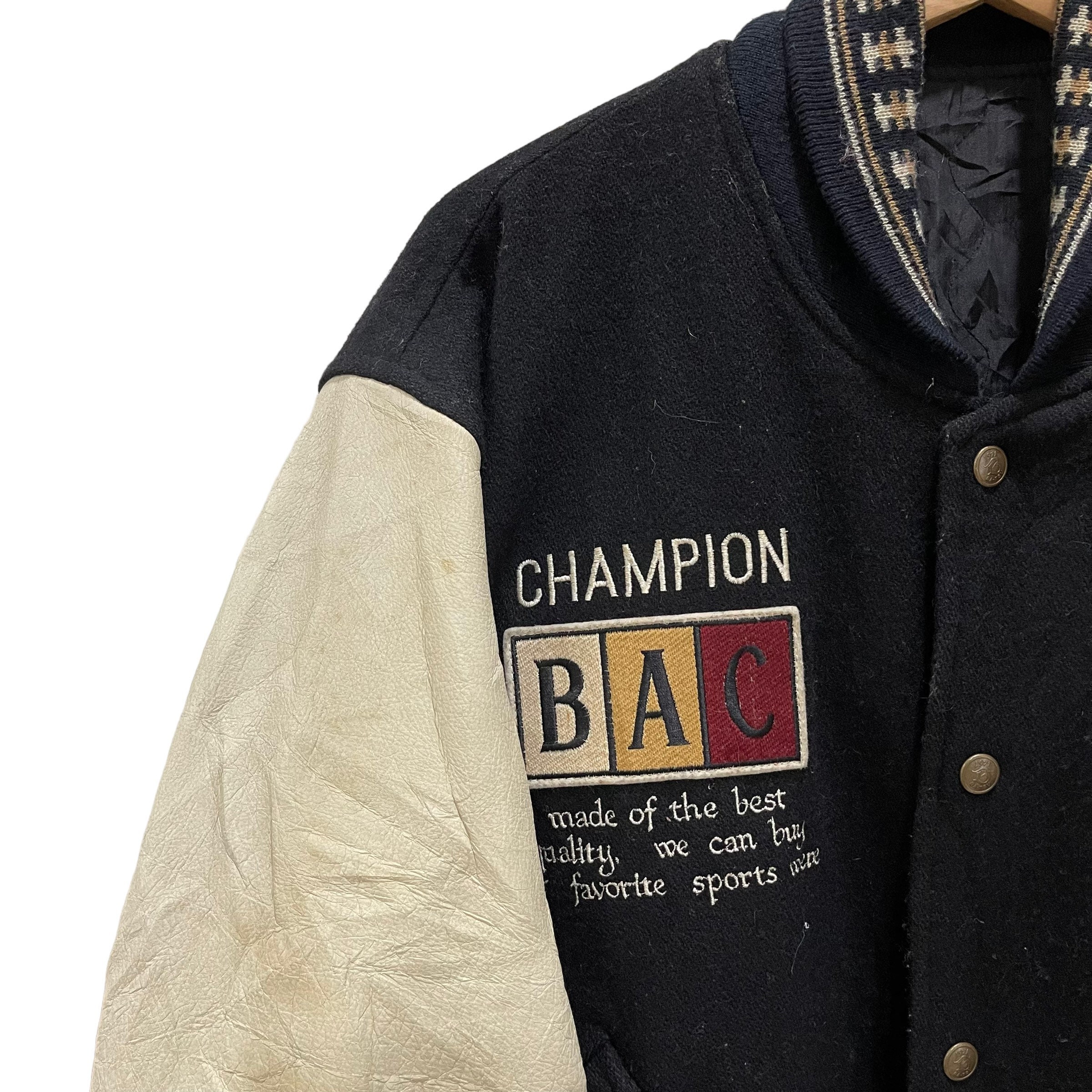 Vintage BATSU Champion Wool Leather Snap Button Varsity Jacket - Etsy