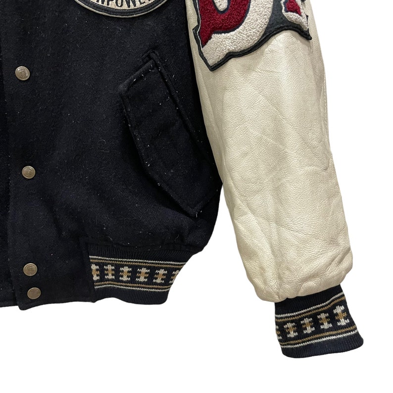 Vintage BATSU Champion Wool Leather Snap Button Varsity Jacket - Etsy