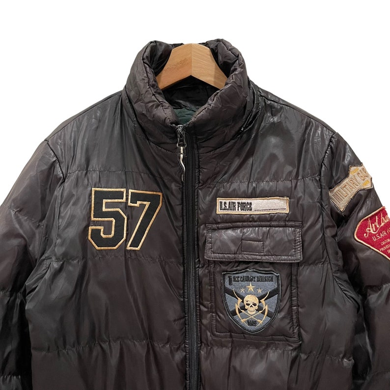 Vintage US Air Force Patches Puffer Hoodie Jacket - Etsy
