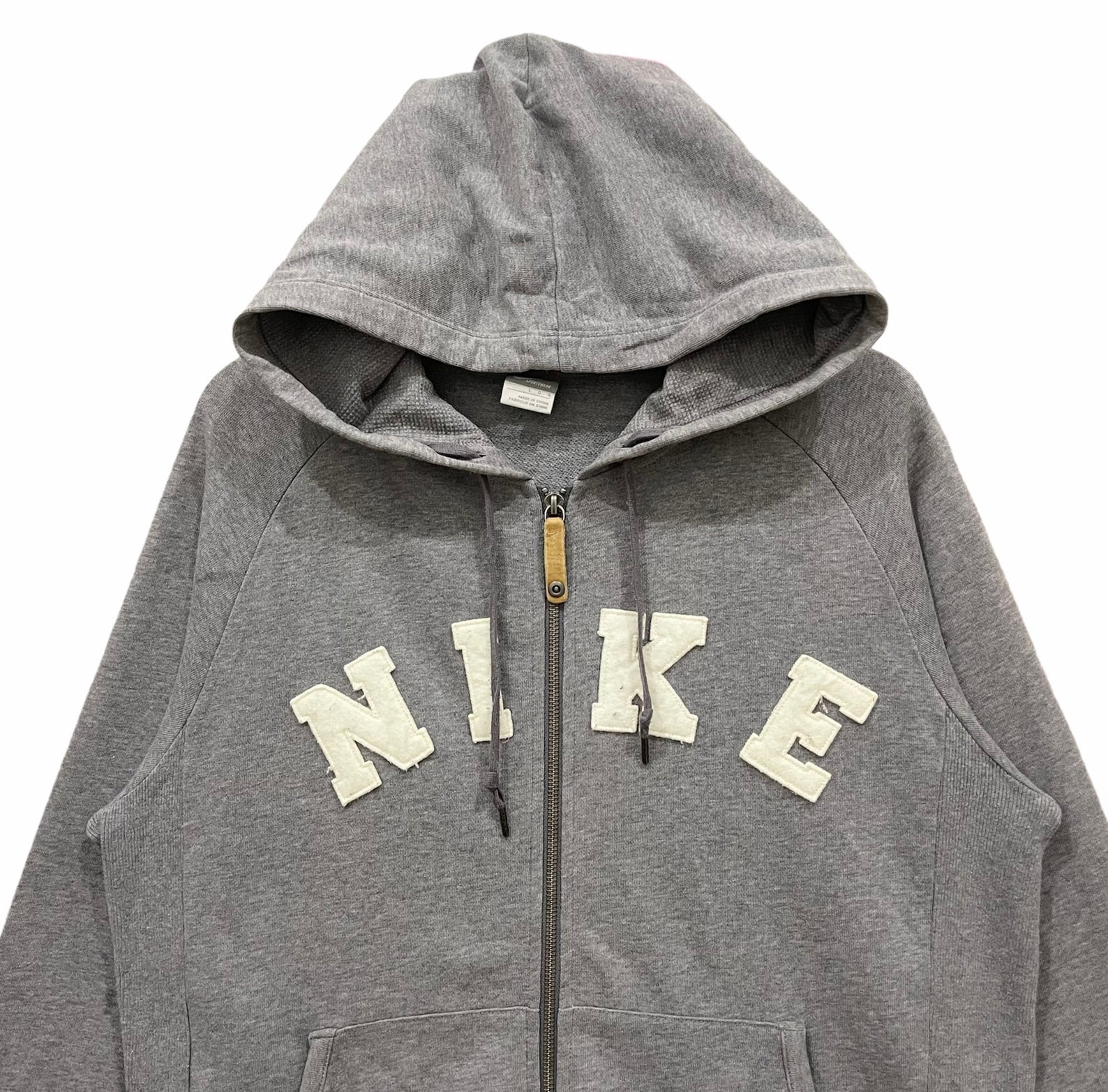 NIKE Zipper Hoodie Big Spell Out Embroidered Sweater Sweatshirt L Size ...