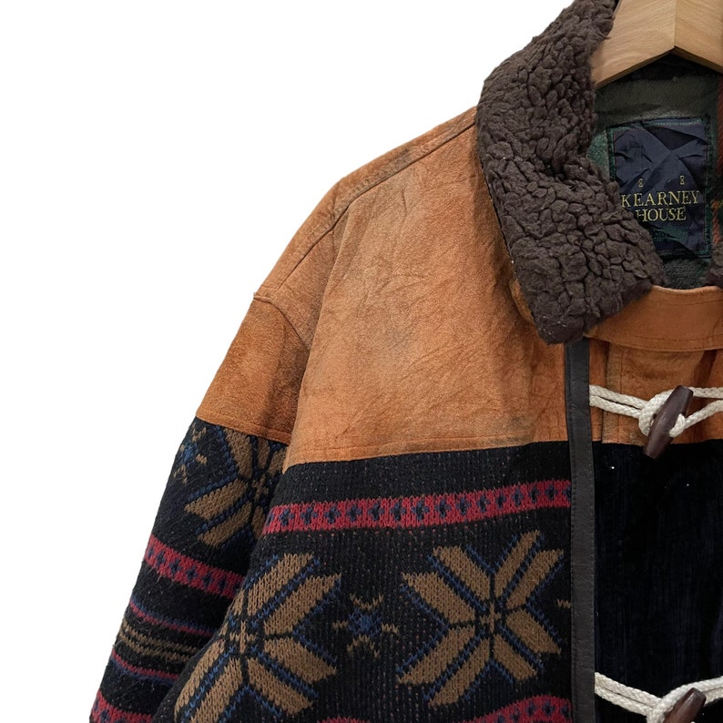 Vintage 90s Native Navajo Aztec Design Wool Leather Jacket - Etsy