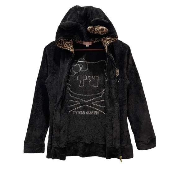 Vintage Hello Kitty Leopard Print Logo Velvet Hoodie … - Gem