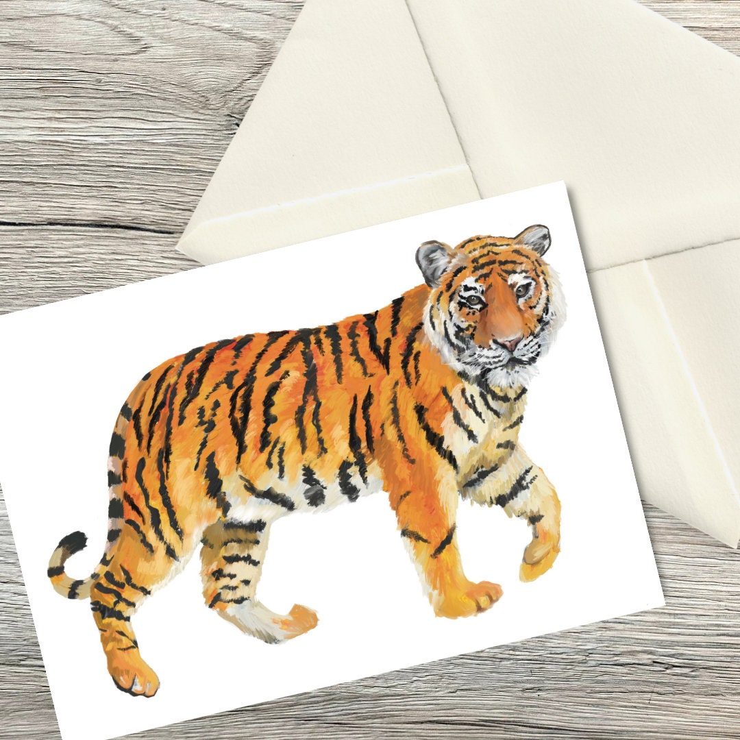 Tiger A6 Greetings Card - Handmade Card of Tiger - Animal Gift - Etsy