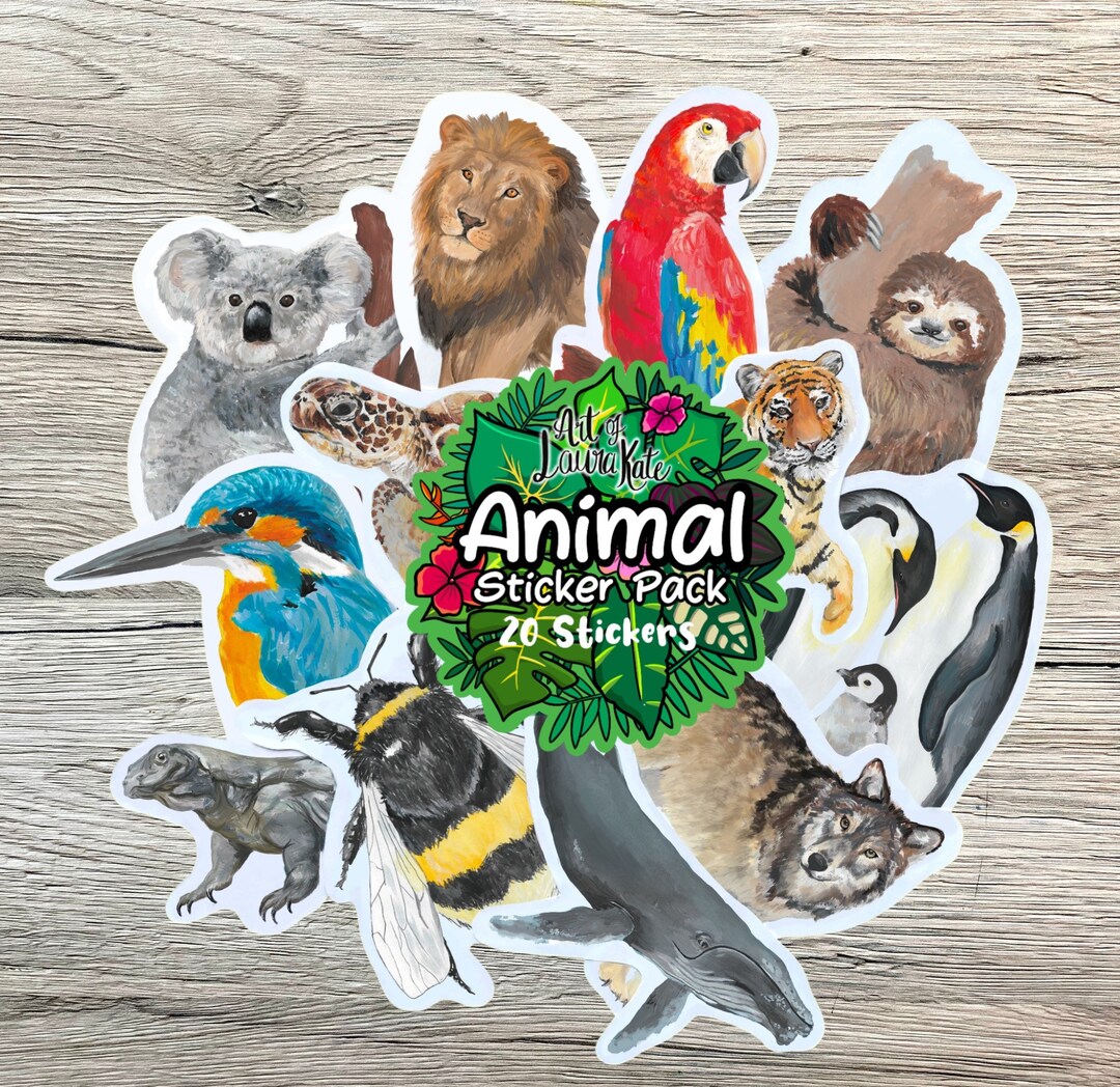 Animal Sticker Variety Pack, 10 or 20 Sticker Packs, Handmade Glossy ...