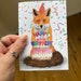 Fox A6 Birthday Card - Handmade Card of Fox in a Party Hat With a ...