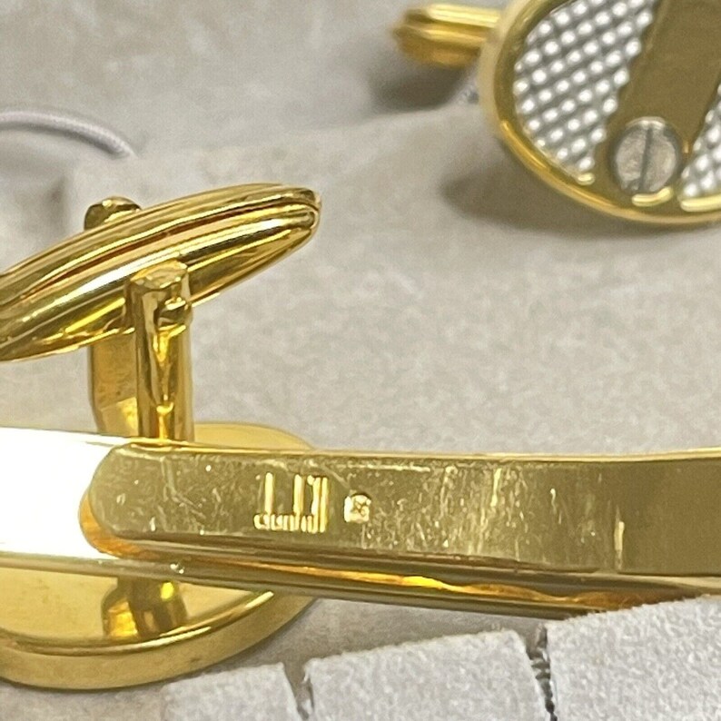 Dunhill “d” Logo Round Gold Cufflinks and Tie Bar/clip With Box - Etsy