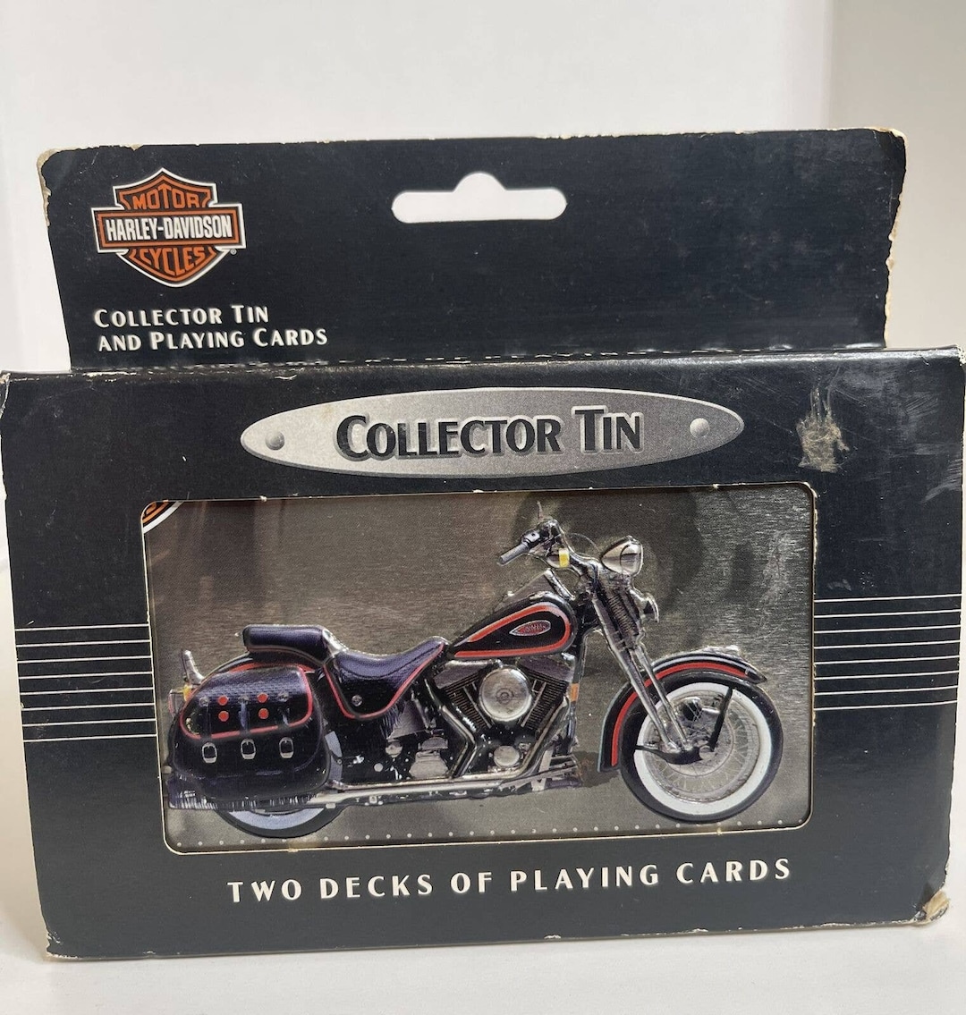 Harley Davidson 2 Decks of Playing Cards Motorcycle Tin 1998 NEW Sealed ...