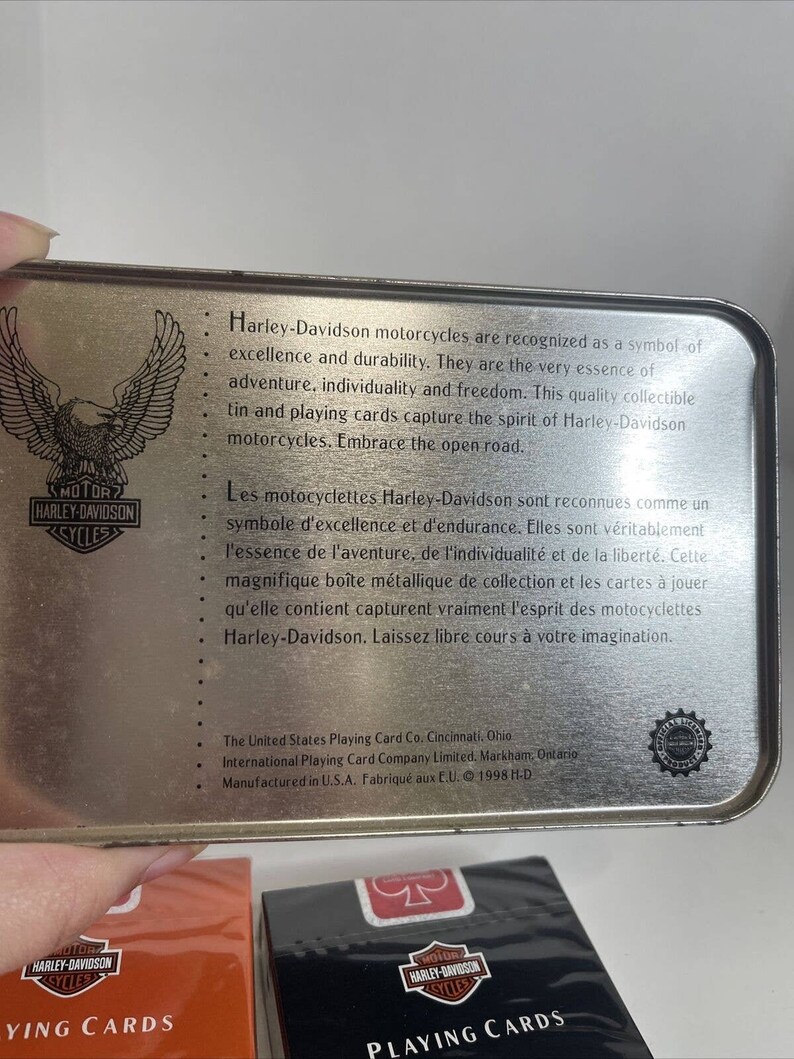 Harley Davidson 2 Decks of Playing Cards Motorcycle Tin 1998 NEW Sealed ...