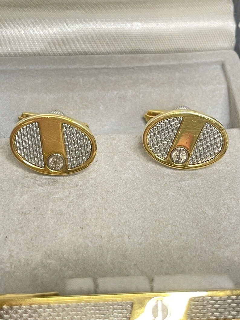 Dunhill “d” Logo Round Gold Cufflinks and Tie Bar/clip With Box - Etsy