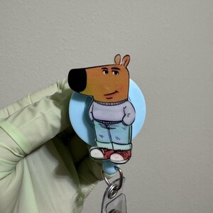 Chill Guy Dude Dog Hound Animal Meme Funny Nonchalant Badge Reel, ID ...