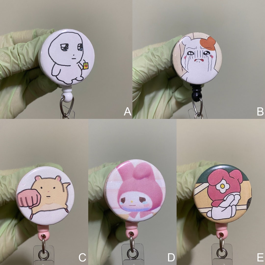 Mood Crying Sad Angry Tearful Sobbing Badge Reel, ID Holder, Kawaii ...