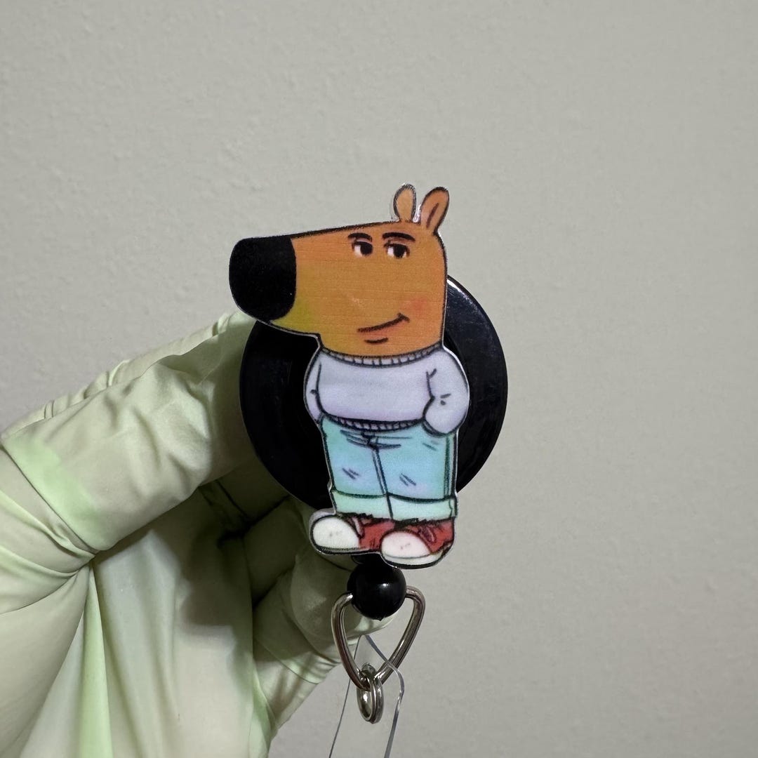 Chill Guy Dude Dog Hound Animal Meme Funny Nonchalant Badge Reel, ID ...