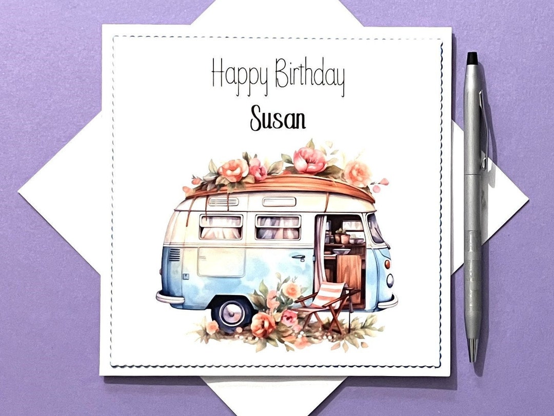 Handmade, Personalised Campervan Card, Camper Van Personalised Card ...