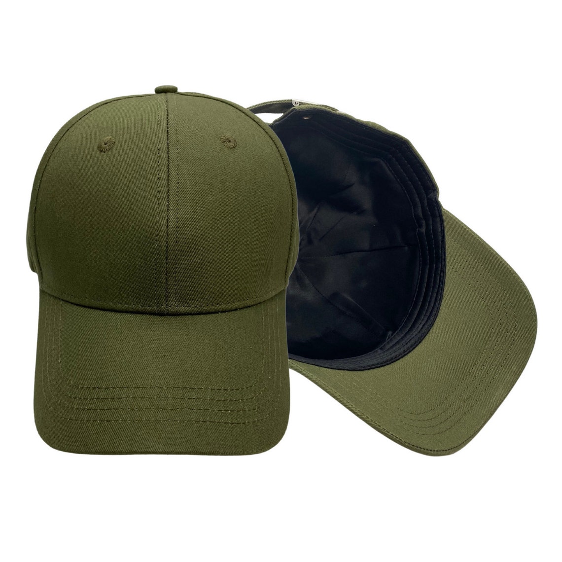Silk-lined Baseball Cap Olive Green Baseball Cap Luxe Dad Hat ...