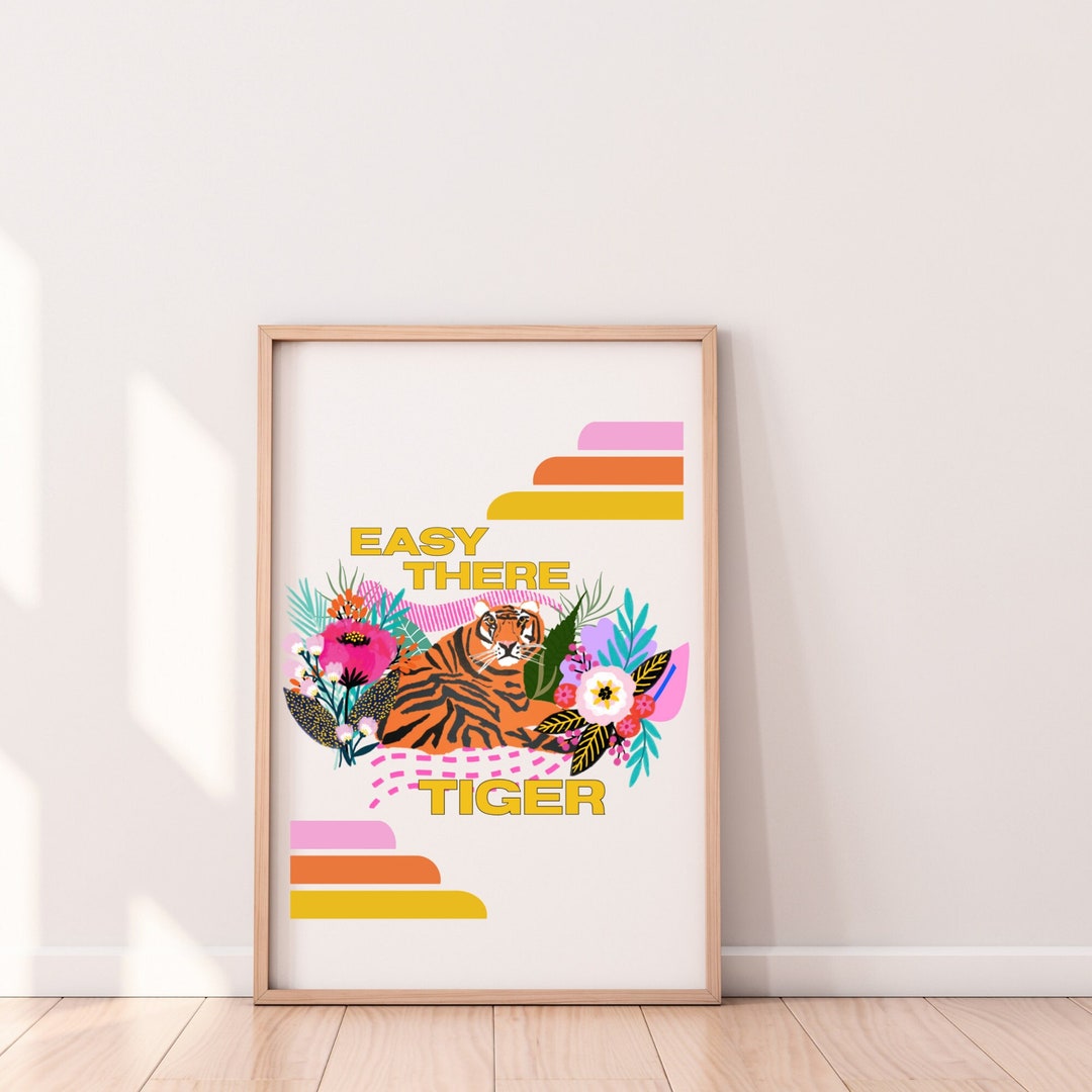 Digital Download, Easy There Tiger, Retro Art Print, Printable Wall Art ...